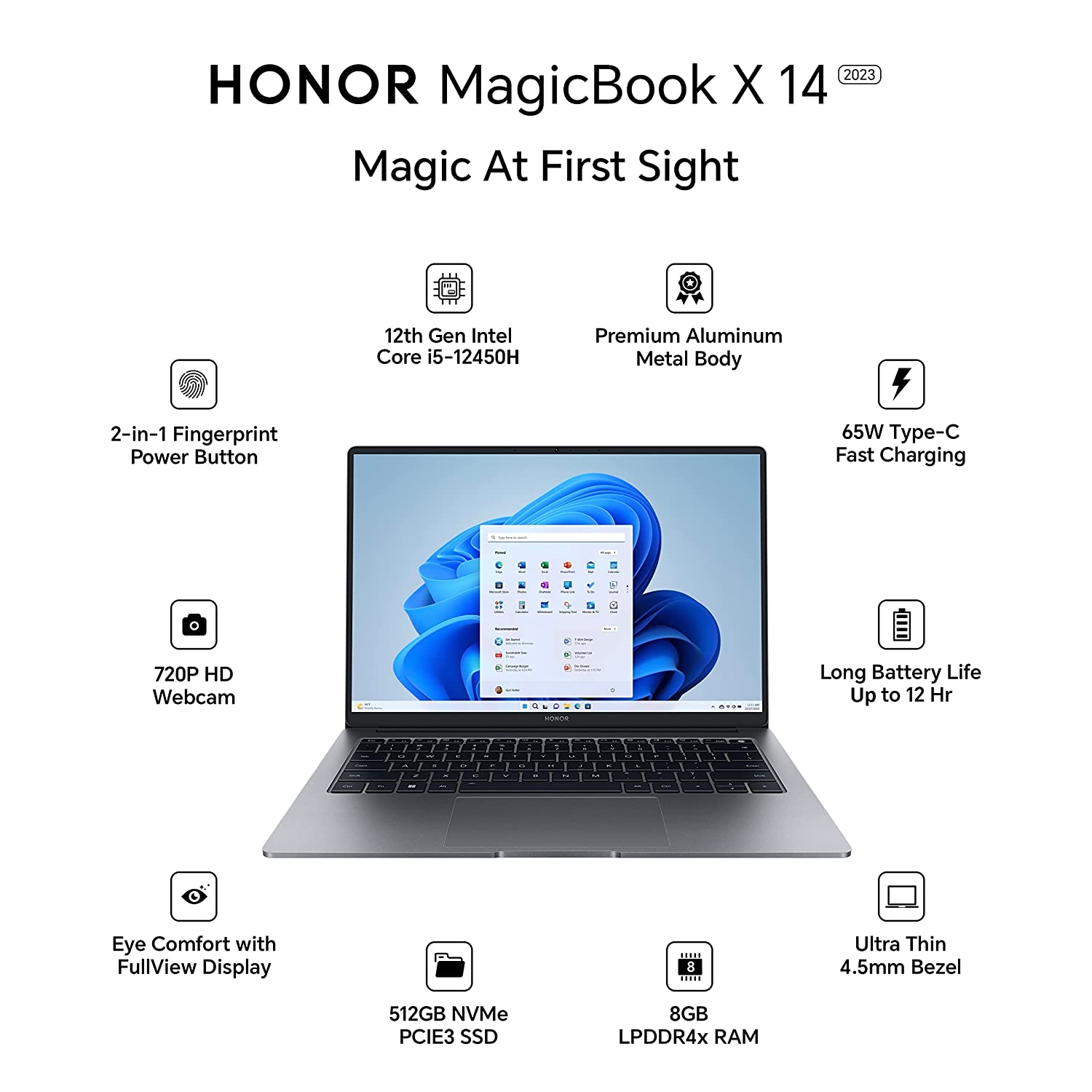 Honor MagicBook X14 2023 FRI-F58 Launched in India ( 12th Gen Intel ...